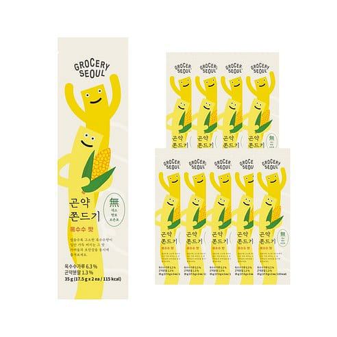 59 Kcal 곤약옥수수 쫀디기, 쫀드기, 다이어트, 곤약쫀디기, 한국음식, 한국과자 - Weee!