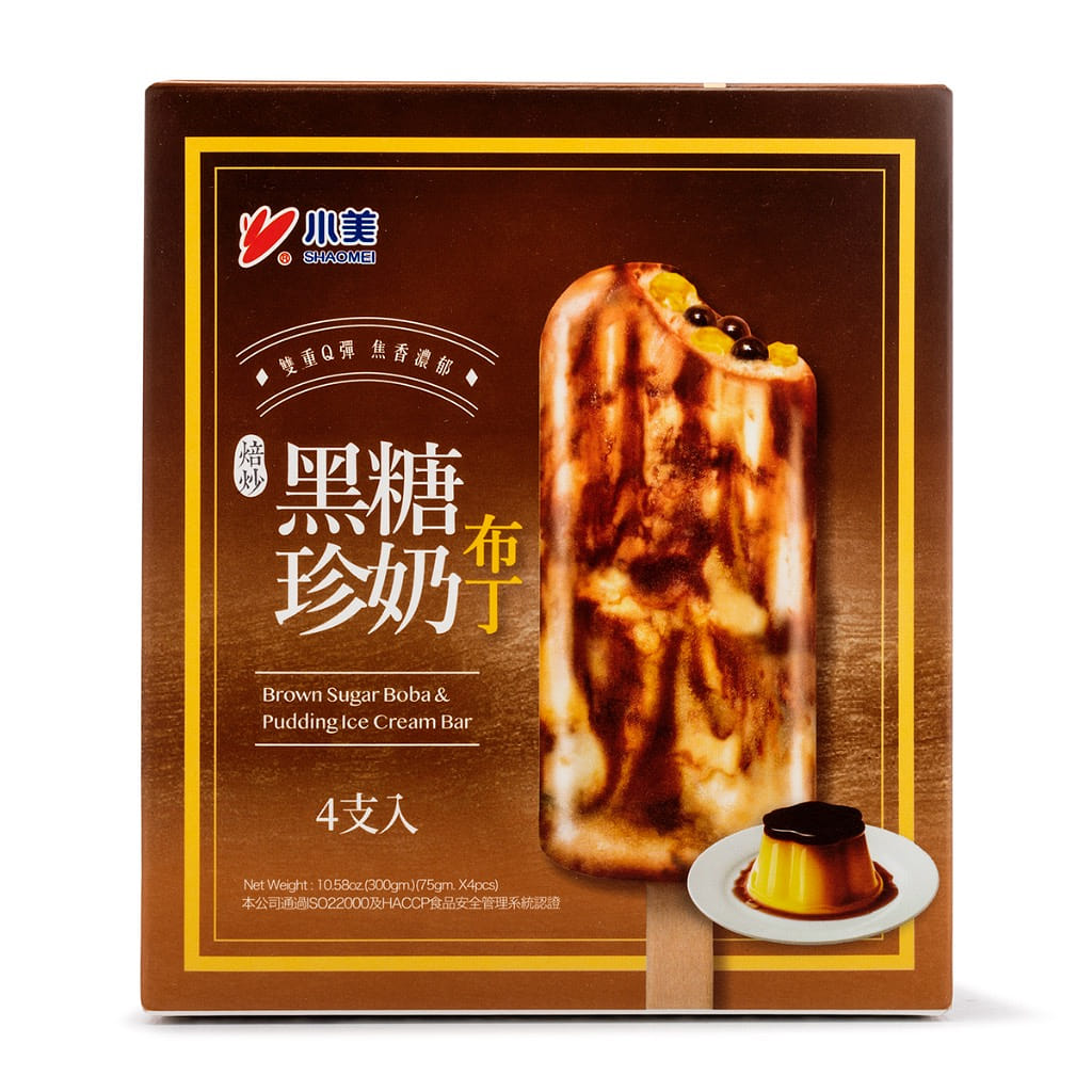 Get Shao Mei Brown Sugar Boba & Pudding Ice Cream Bar Frozen 4pc ...